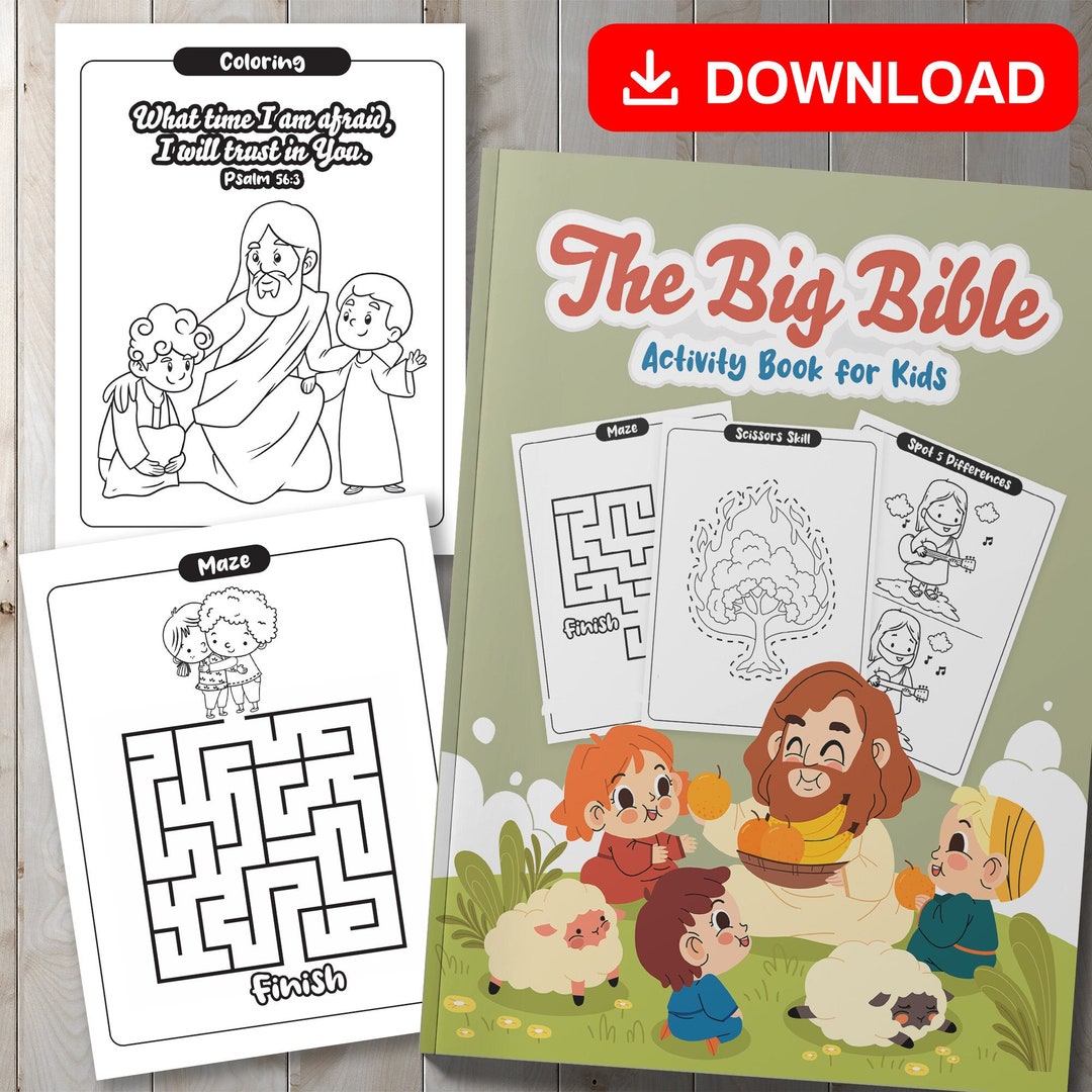 BEST VALUE the Big Bible Activity Book for Kids - Instant Download 50 ...