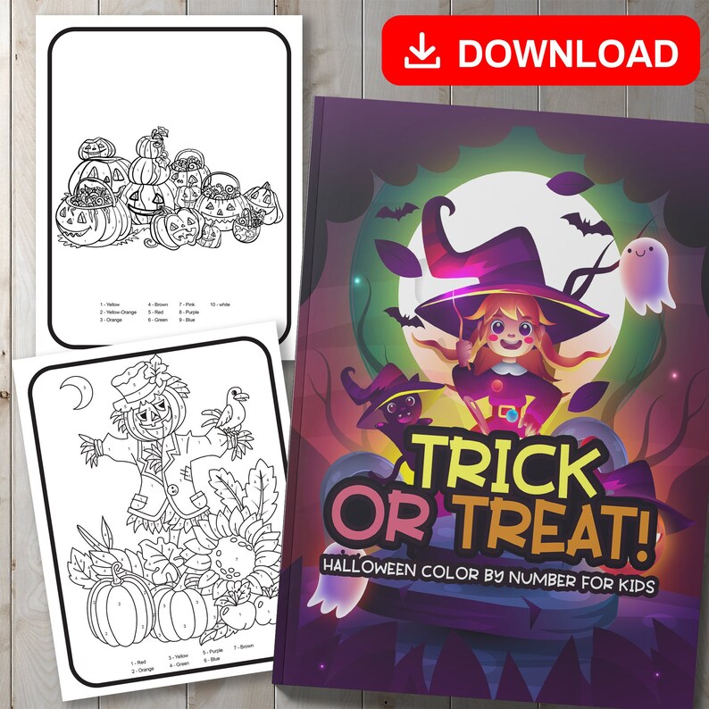 BEST VALUE Trick or Treat Halloween Color by Number for Kids - Etsy
