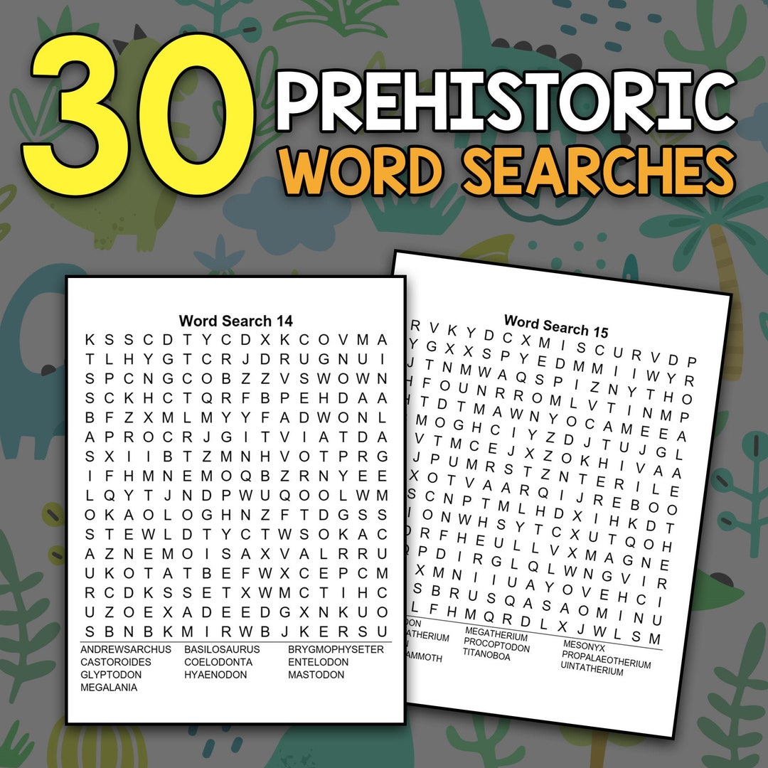 BEST VALUE 30 Prehistoric Word Search Puzzles for Kids and Adults ...
