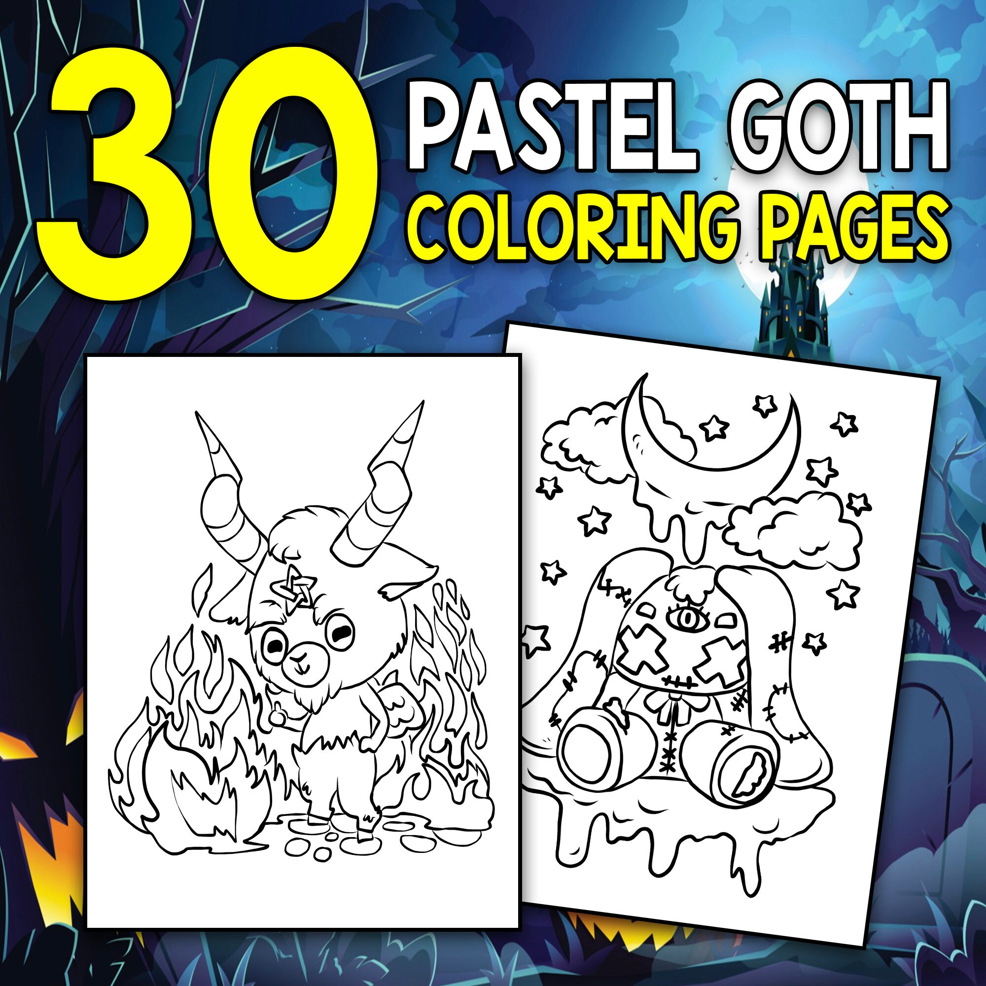 BEST VALUE Creepy Kawaii Pastel Goth Coloring Book Instant - Etsy