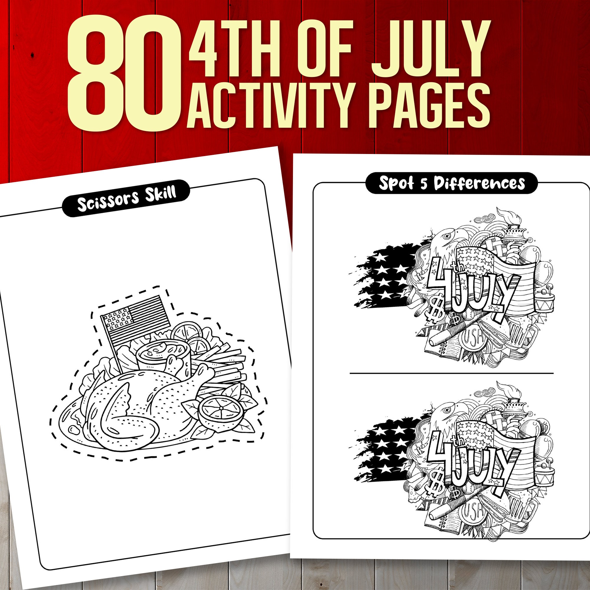 BEST VALUE Fourth of July Activity Book for Kids Instant Download Fun ...