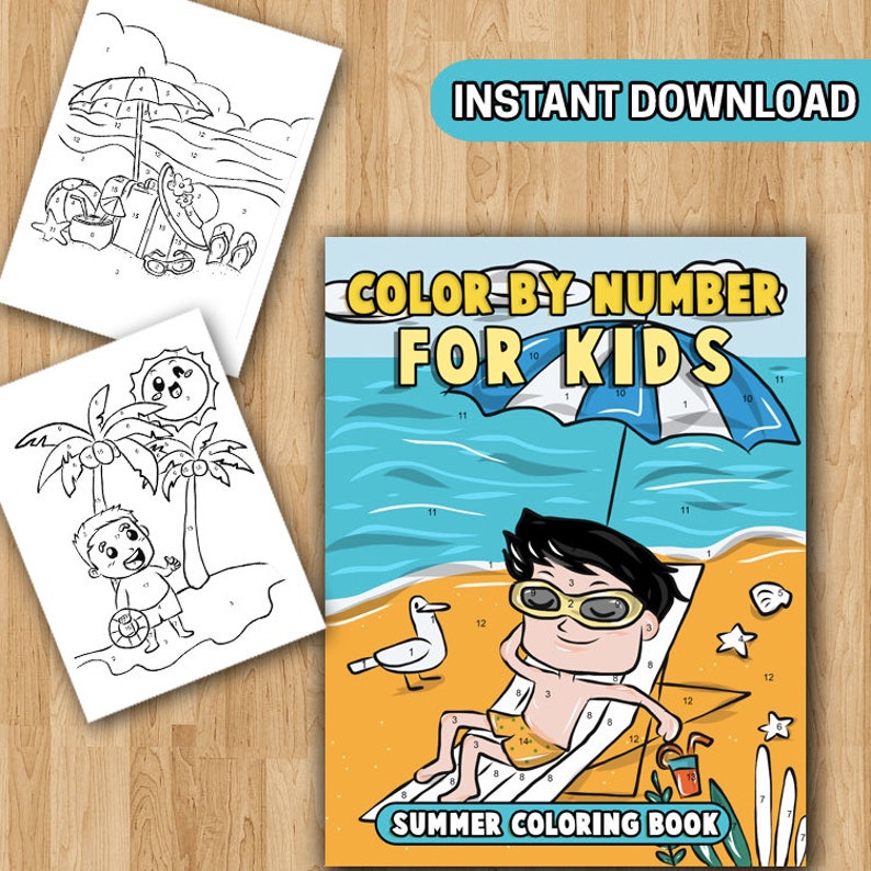 Color by Number for Kids: Summer Coloring Book Summer Vacation Coloring ...