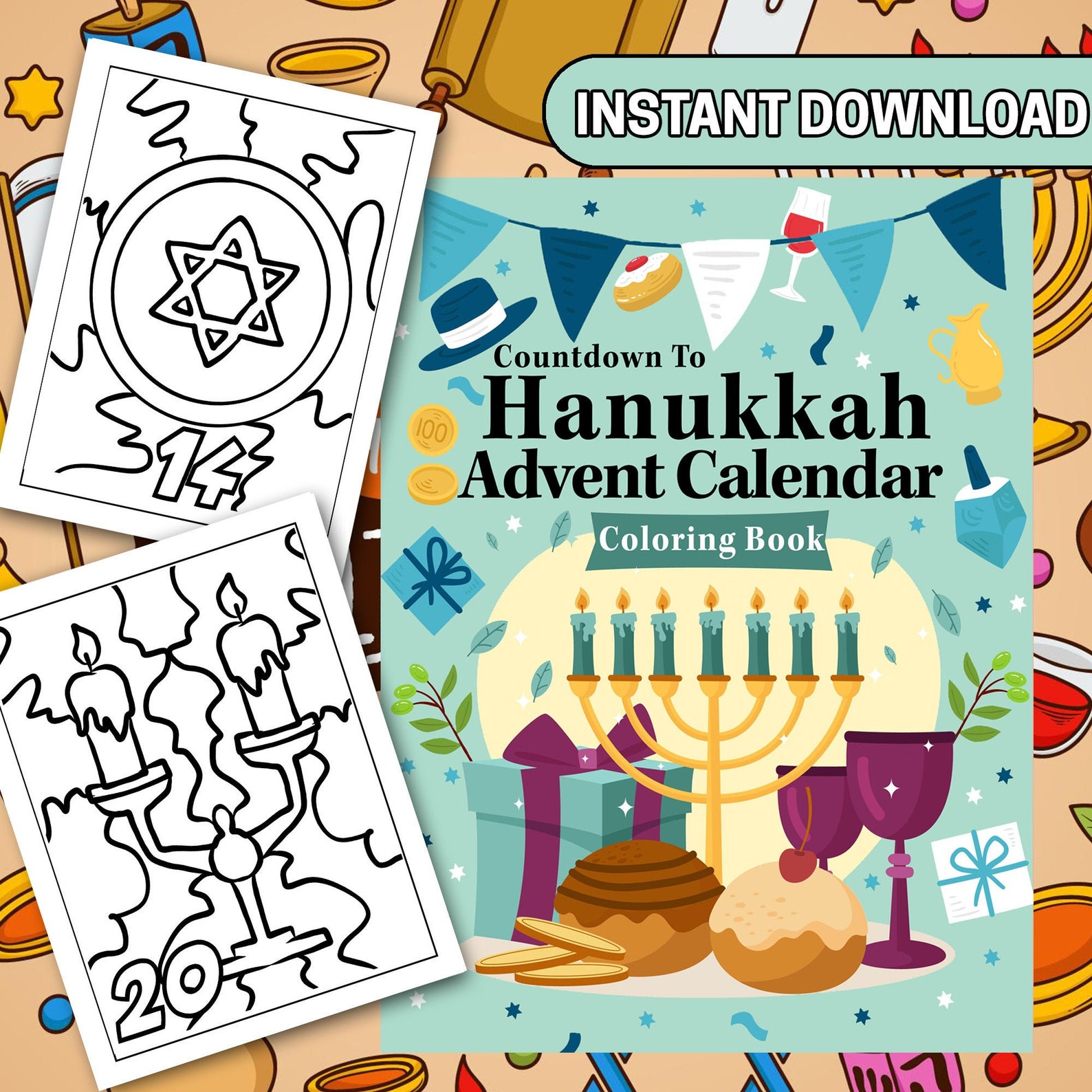 BEST VALUE 30 Countdown to Hanukkah Coloring Book - Instant Download ...
