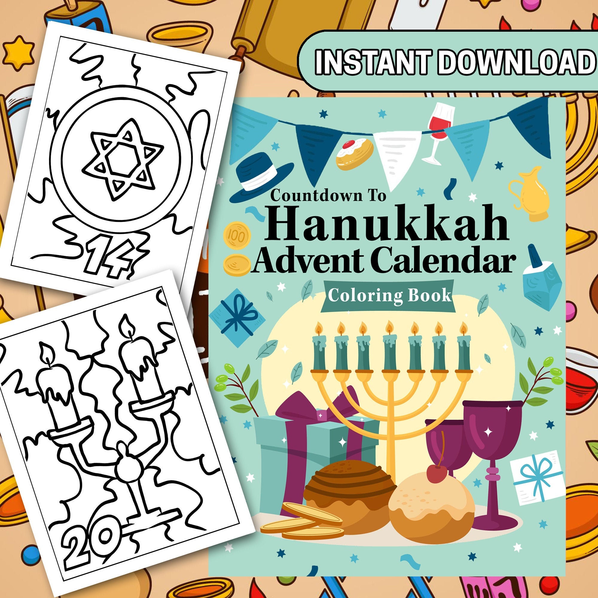 BEST VALUE 30 Countdown to Hanukkah Coloring Book - Instant Download ...