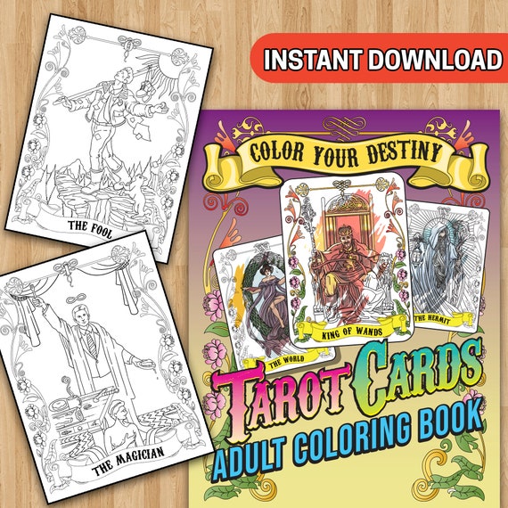 Destiny Tarot Cards Coloring Pages Tarot Coloring Book Graphic By Mel