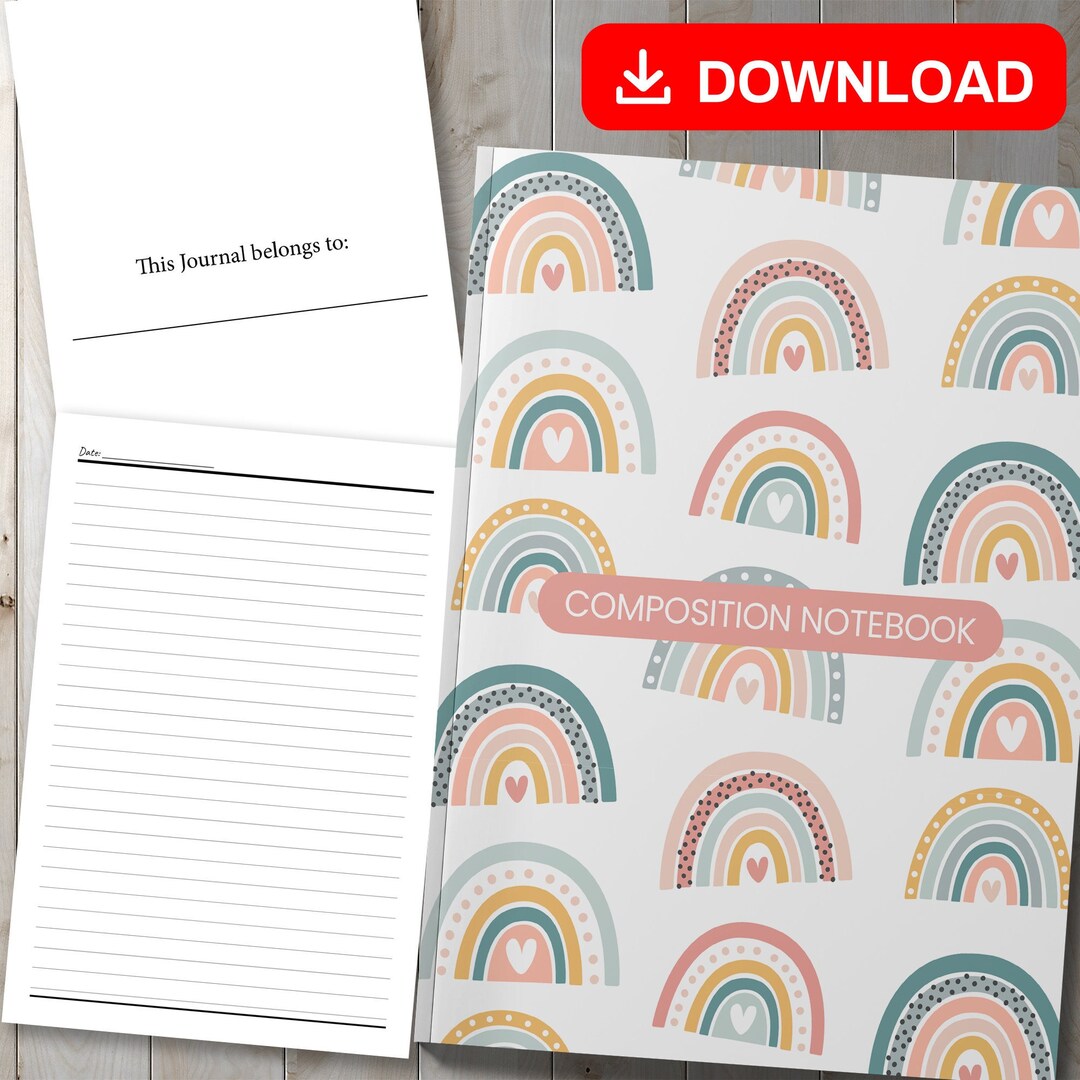 BEST VALUE Boho Rainbow Notebook - Instant Download - Boho Rainbow ...