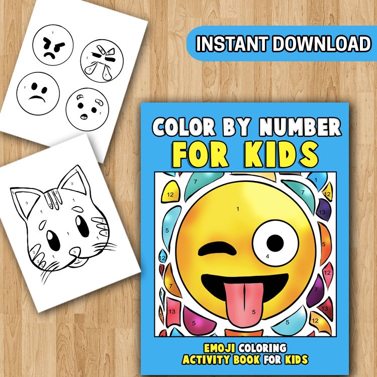 Color by Number for Kids Emoji Coloring Activity Book for Kids - Etsy