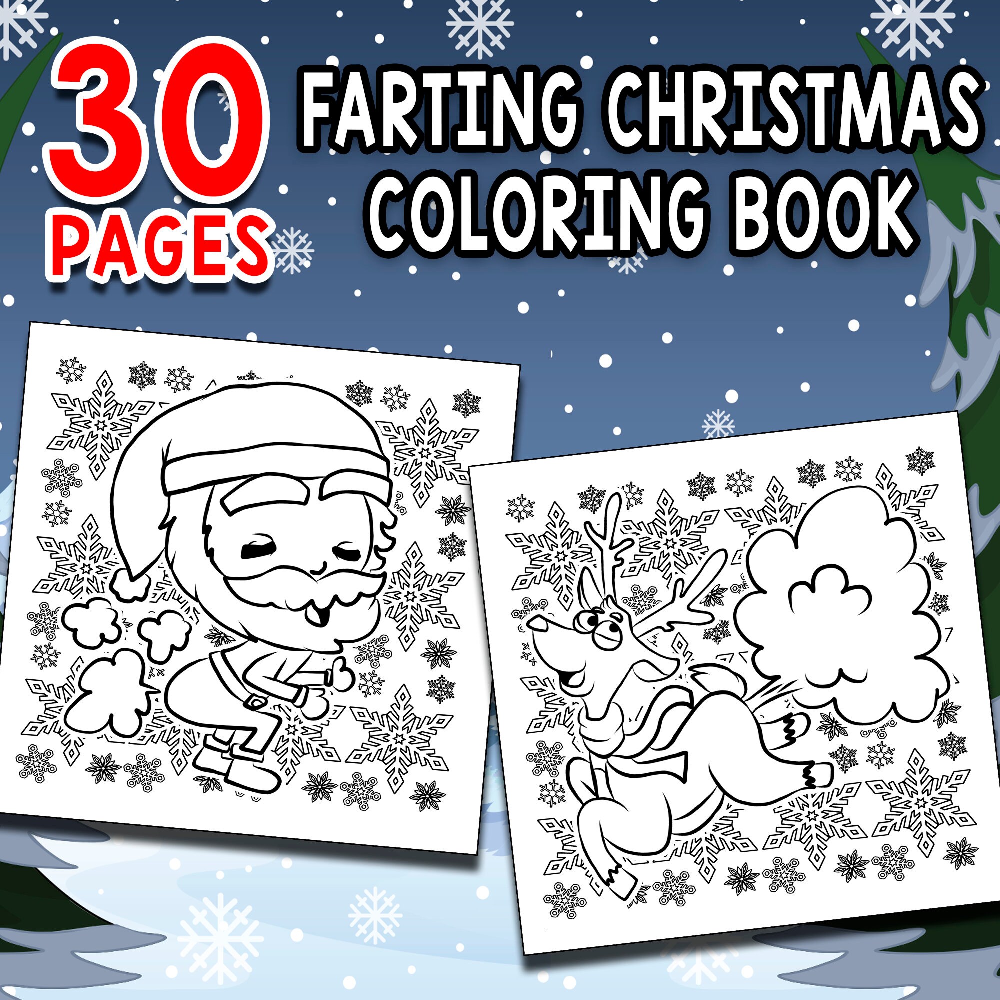 BEST VALUE Farting Christmas Coloring Book Instant Download Unique ...