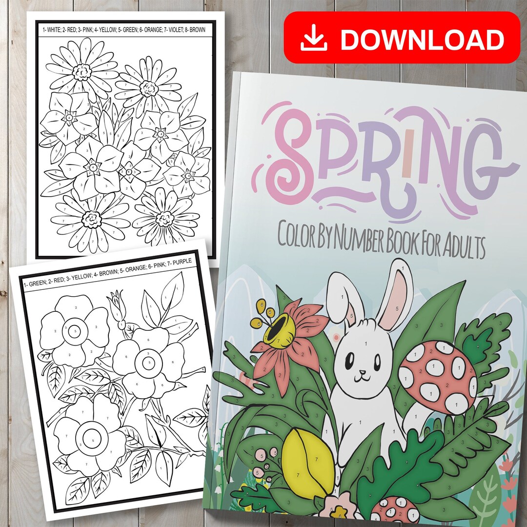 BEST VALUE Spring Color by Number Book for Adults - Instant Download ...