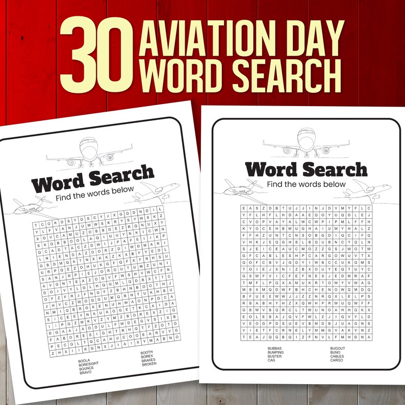 BEST VALUE 30 Airplane Word Search Instant Download Aviation Day Puzzle ...