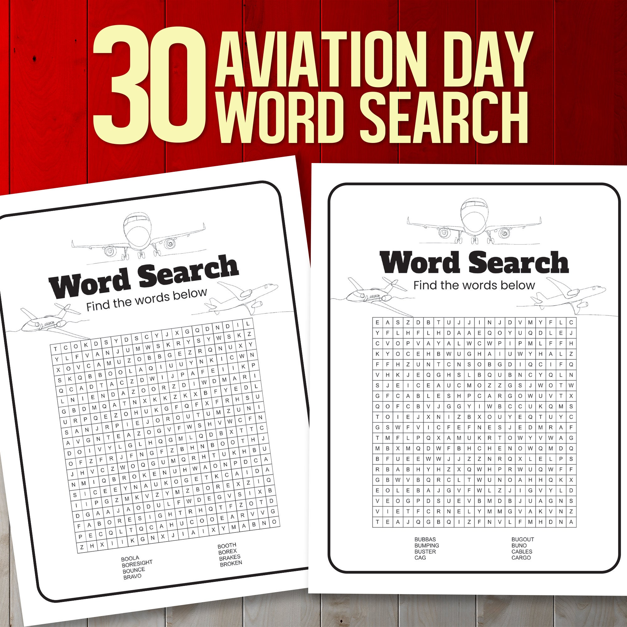 BEST VALUE 30 Airplane Word Search Instant Download Aviation Day Puzzle ...