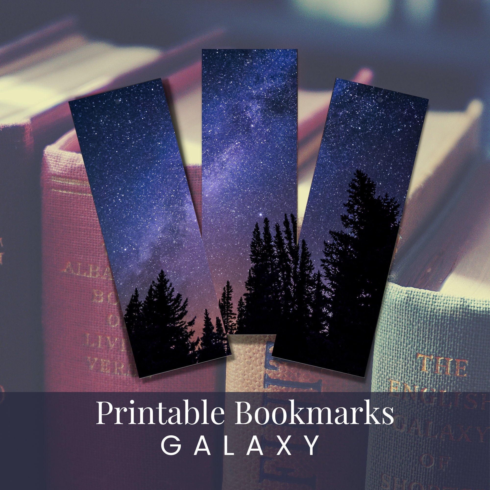 BEST VALUE Printable Bookmarks Set of 3 - Galaxy Bookmark Designs ...