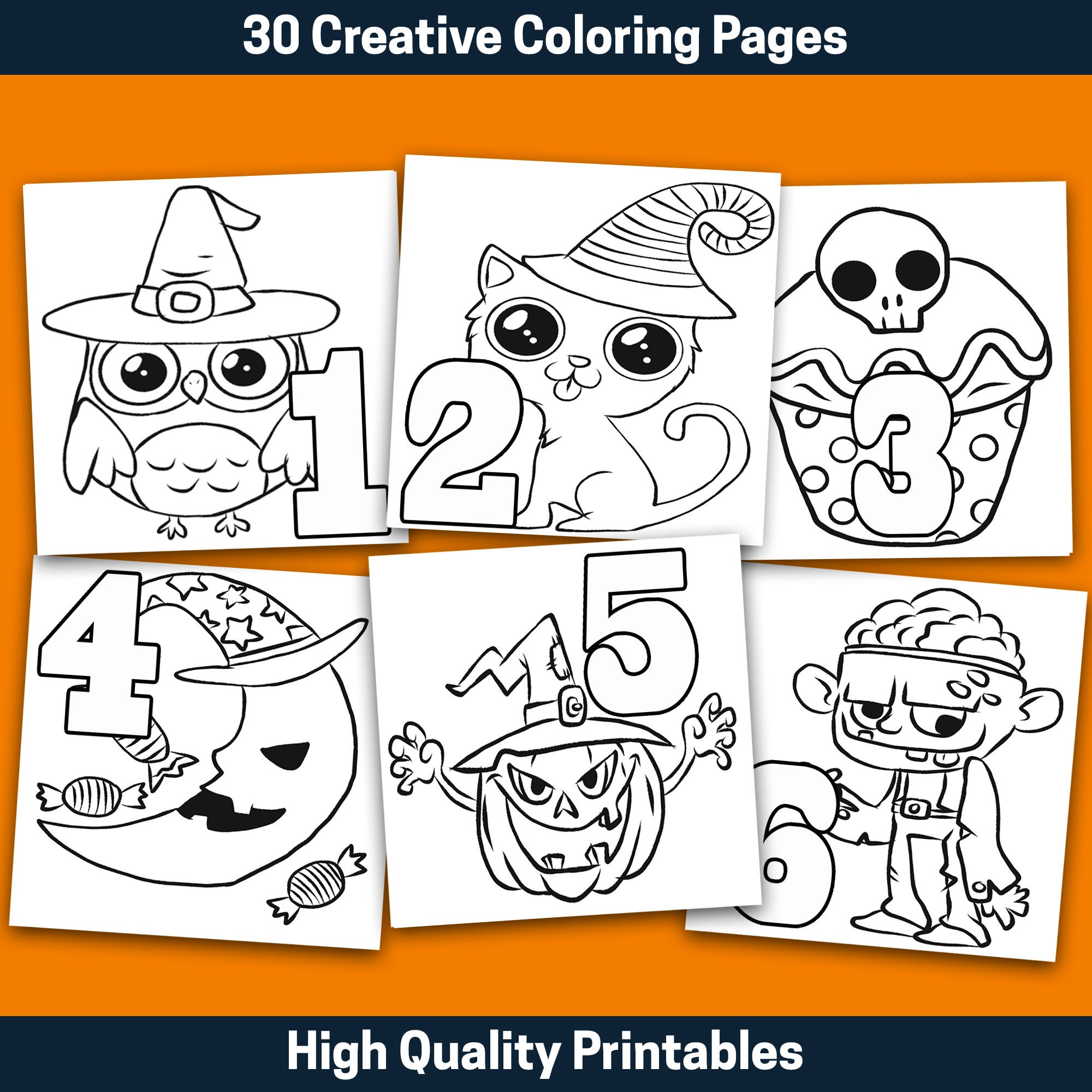 BEST VALUE 30 Countdown to Halloween Coloring Pages Instant Download ...
