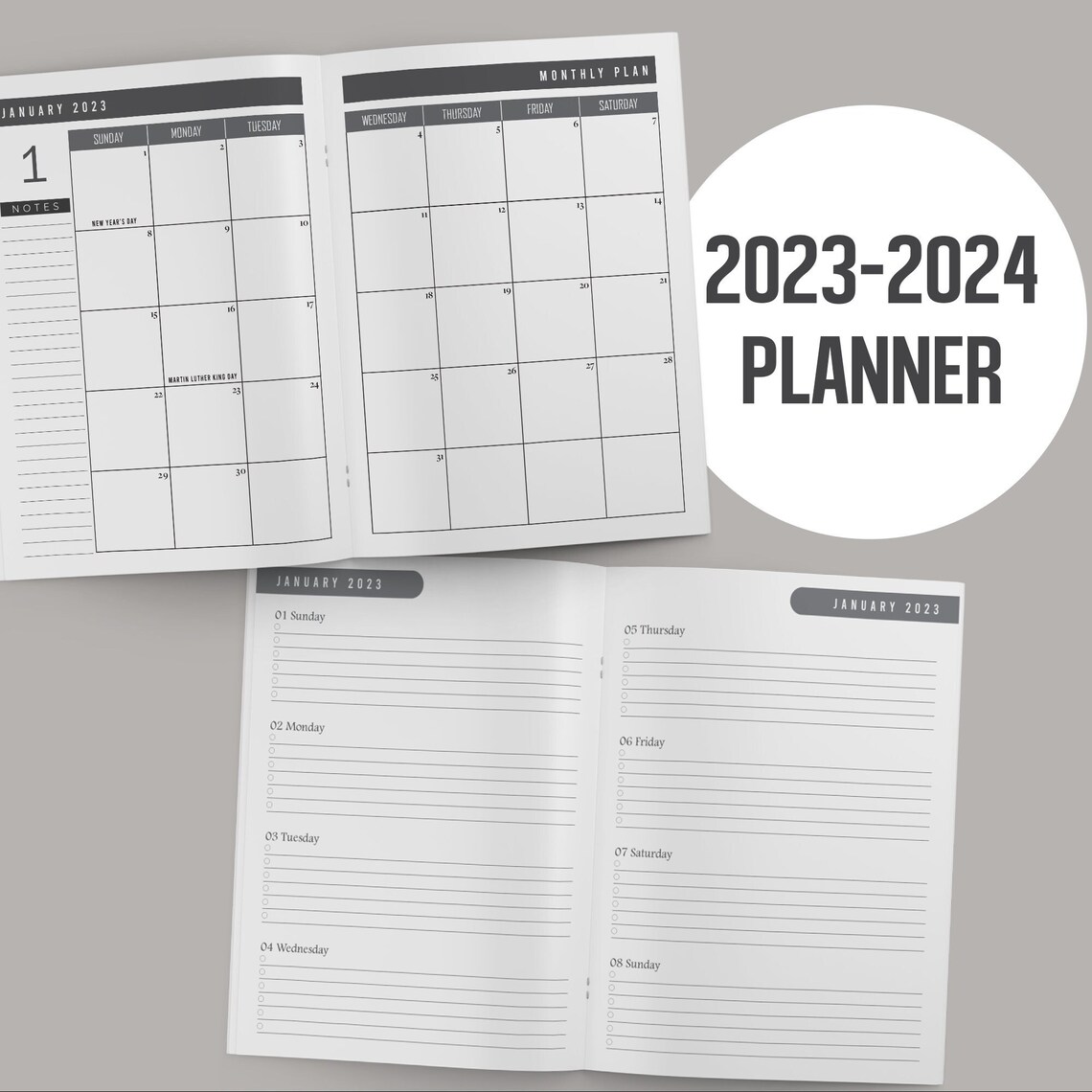 BEST VALUE 2023-2024 Planner Instant Download January 2023 - Etsy