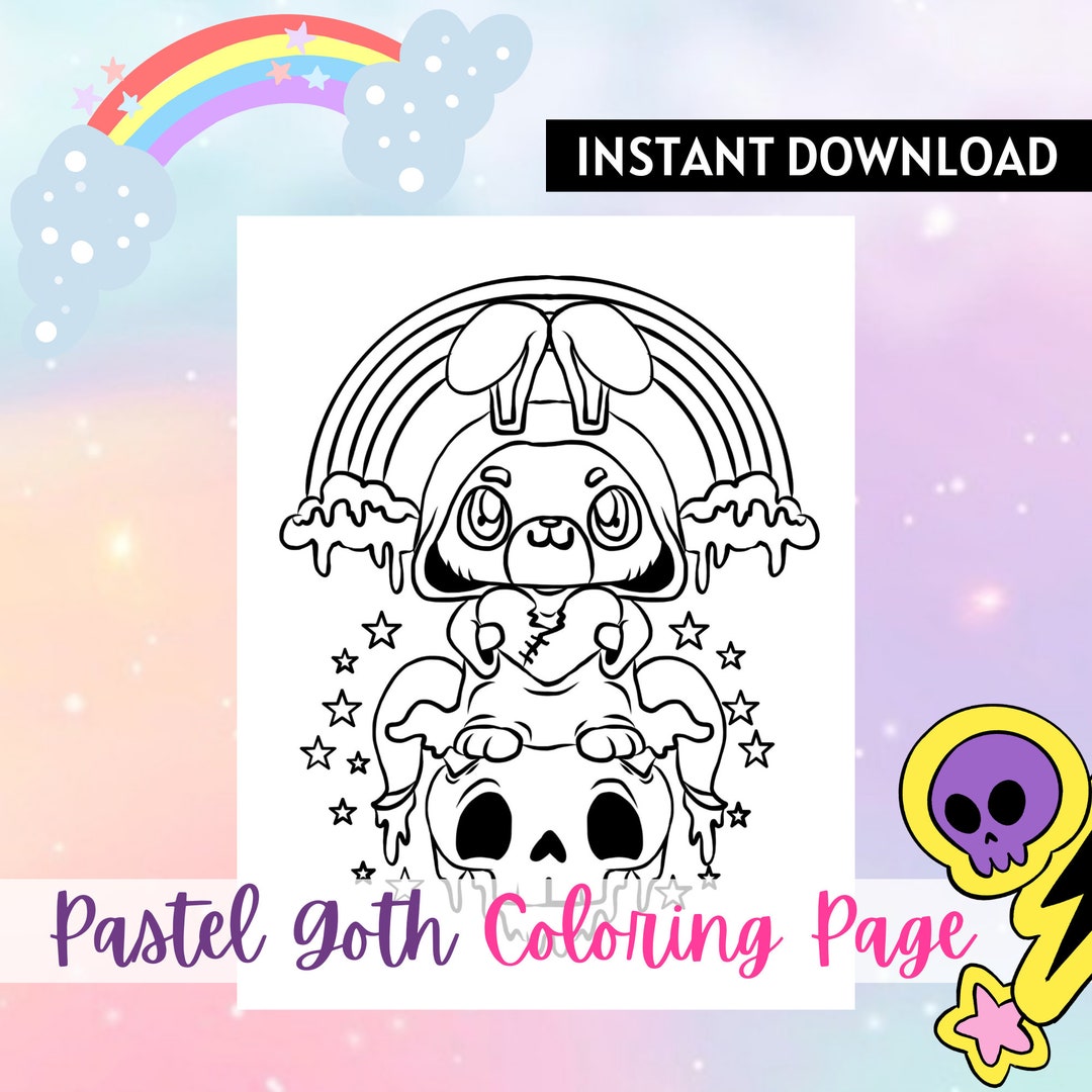 BEST VALUE Pastel Goth Creepy Kawaii Coloring Page Instant Download ...