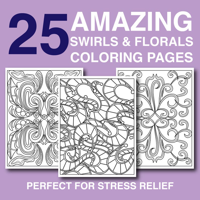25 Amazing Swirls and Florals Coloring Pages Instant Download Coloring ...