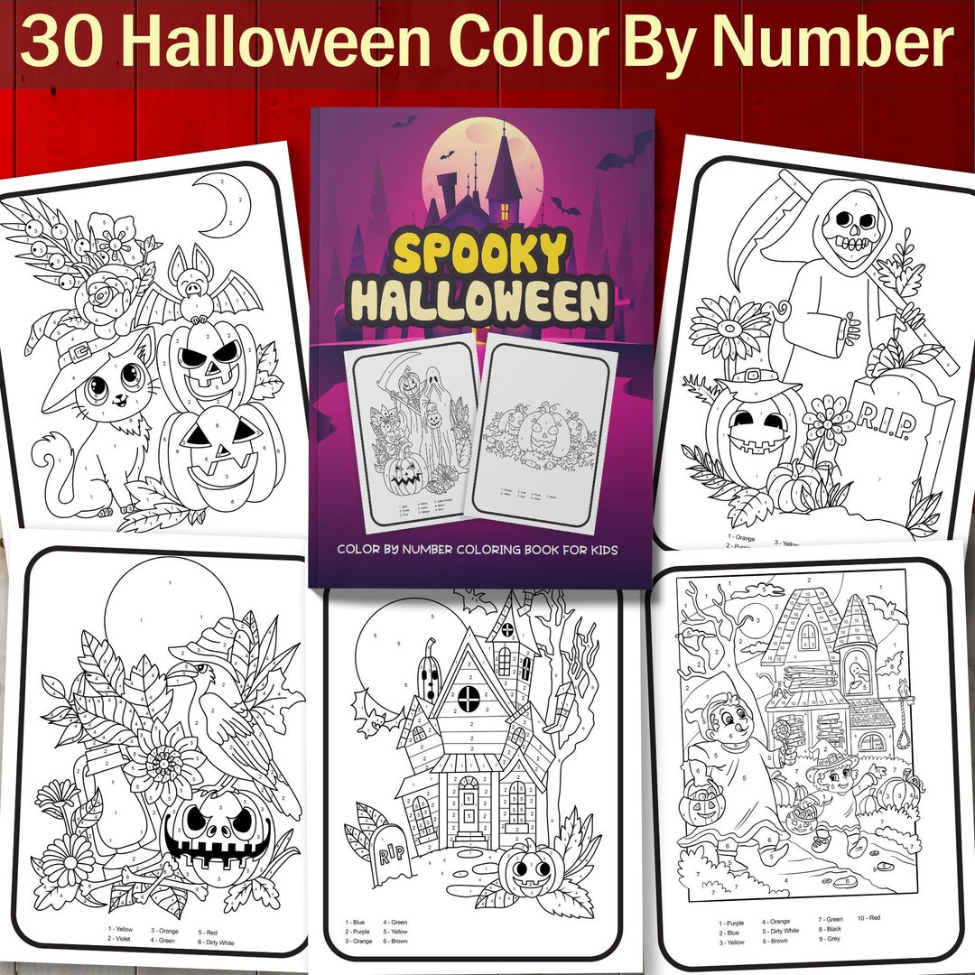 BEST VALUE Spooky Halloween Color by Number Coloring Book for Kids ...