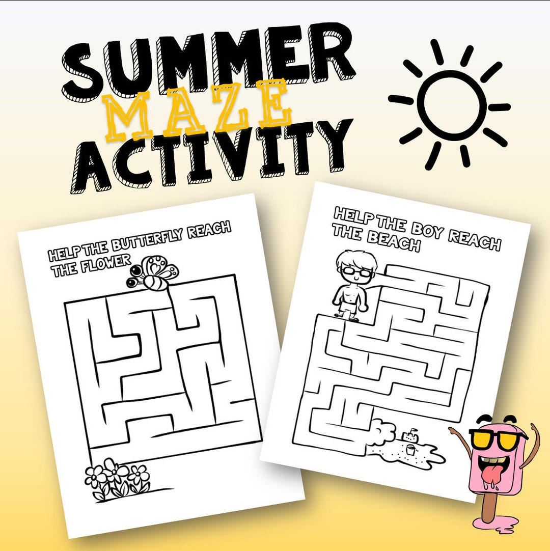 BEST VALUE 5 Summer Maze Activity Pages for Kids - Instant Download ...