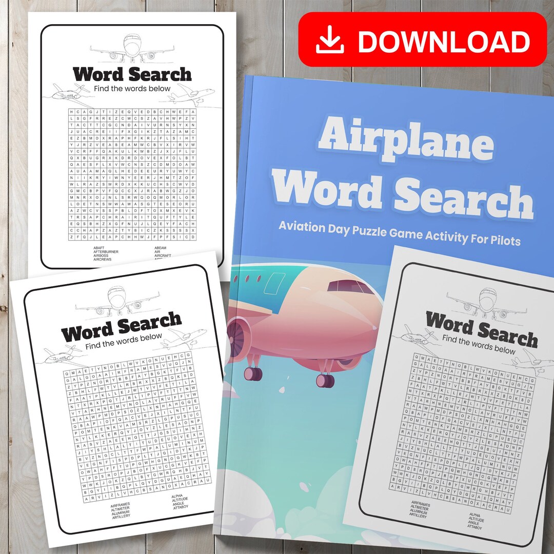 BEST VALUE 30 Airplane Word Search - Instant Download Aviation Day ...