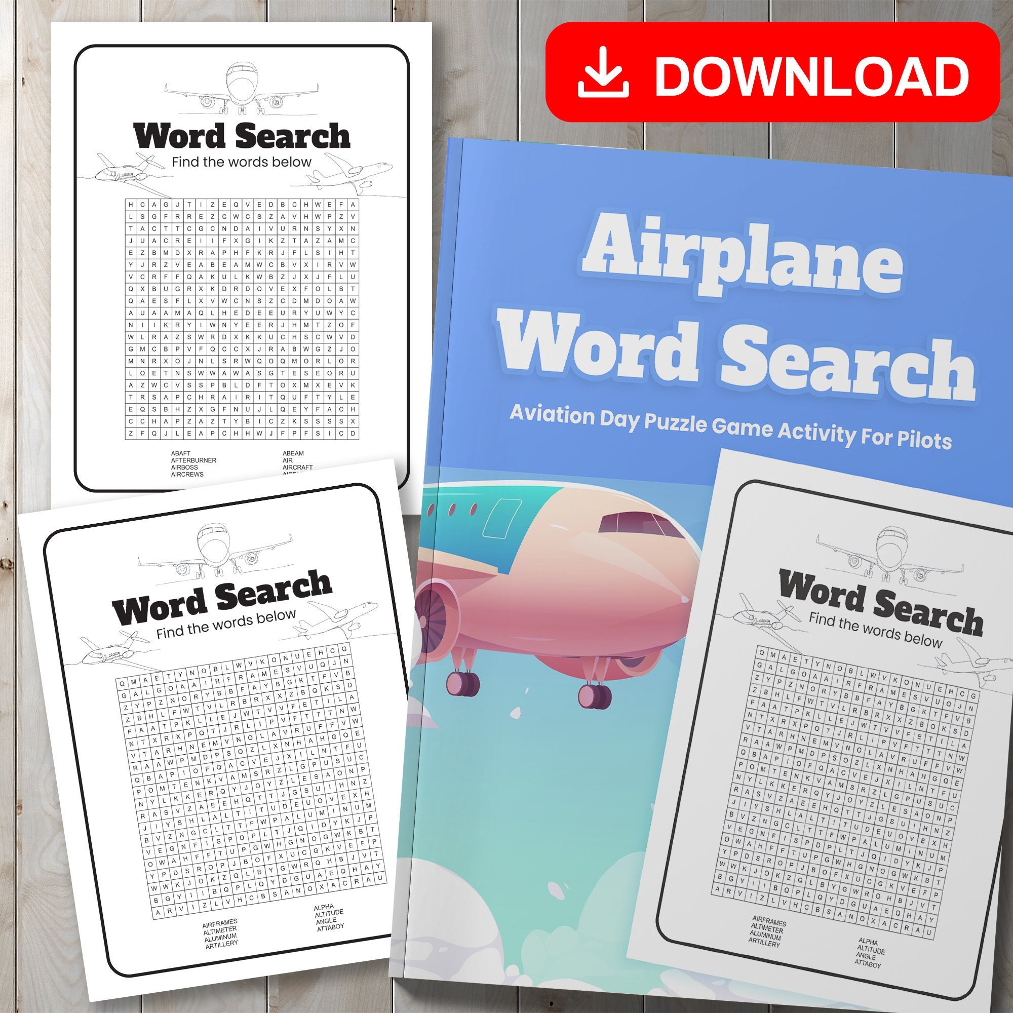 BEST VALUE 30 Airplane Word Search Instant Download Aviation Day Puzzle ...