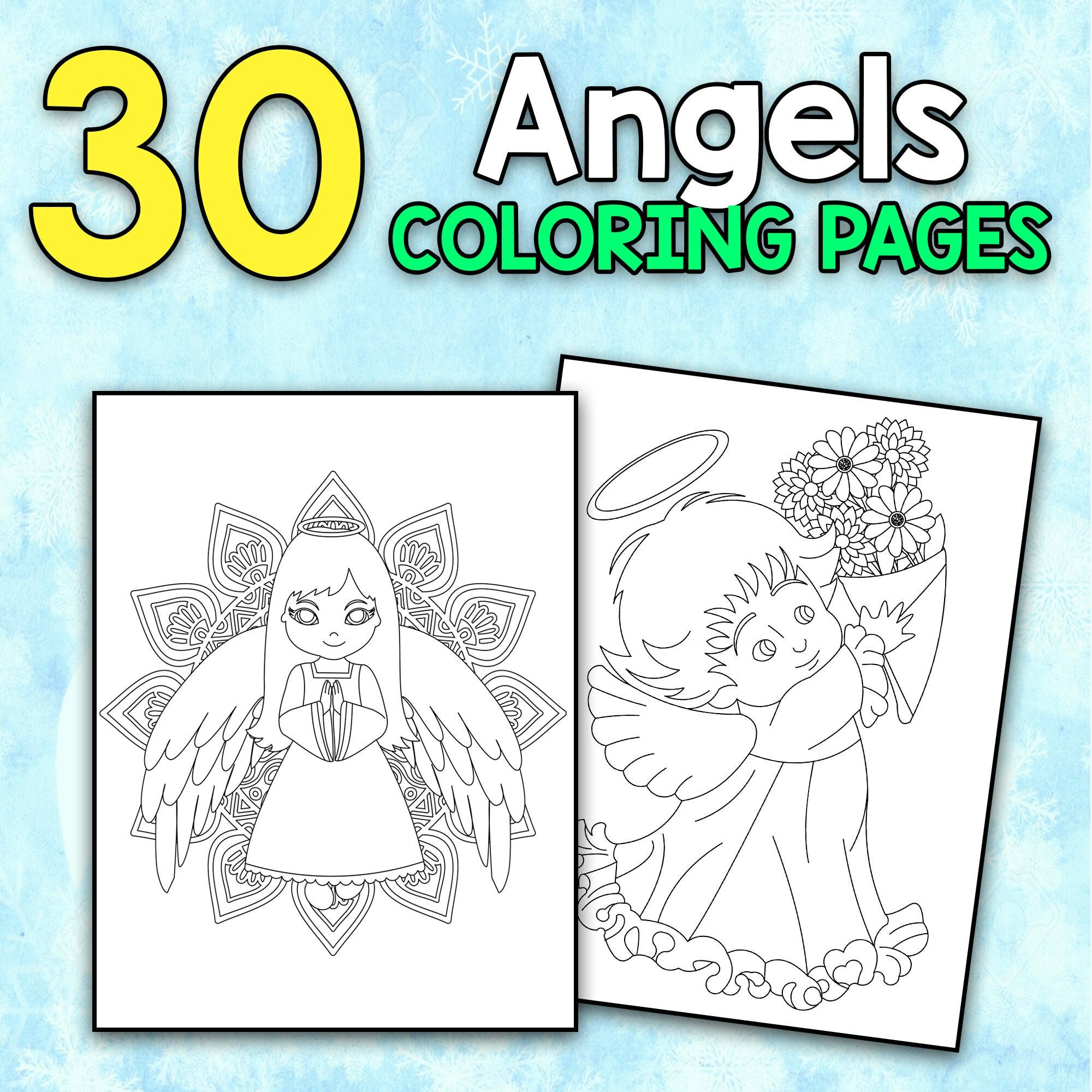 BEST VALUE 30 Angels Coloring Pages for Adults, Gift for Christian Kids ...