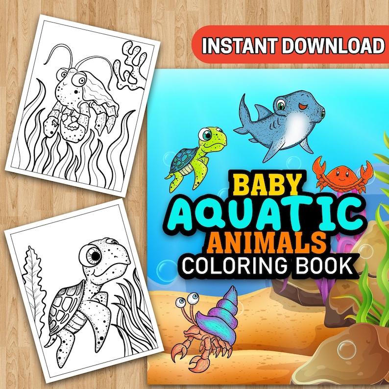 25 Baby Aquatic Animals Coloring Pages Instant Download - Etsy