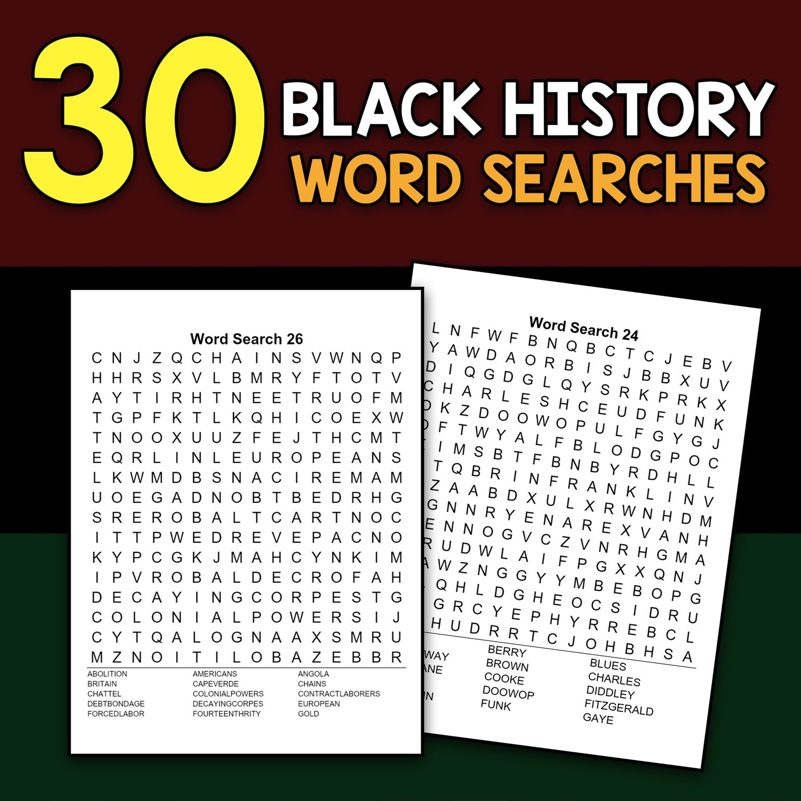 BEST VALUE Black History Month: 30 Word Search Puzzles to Celebrate ...