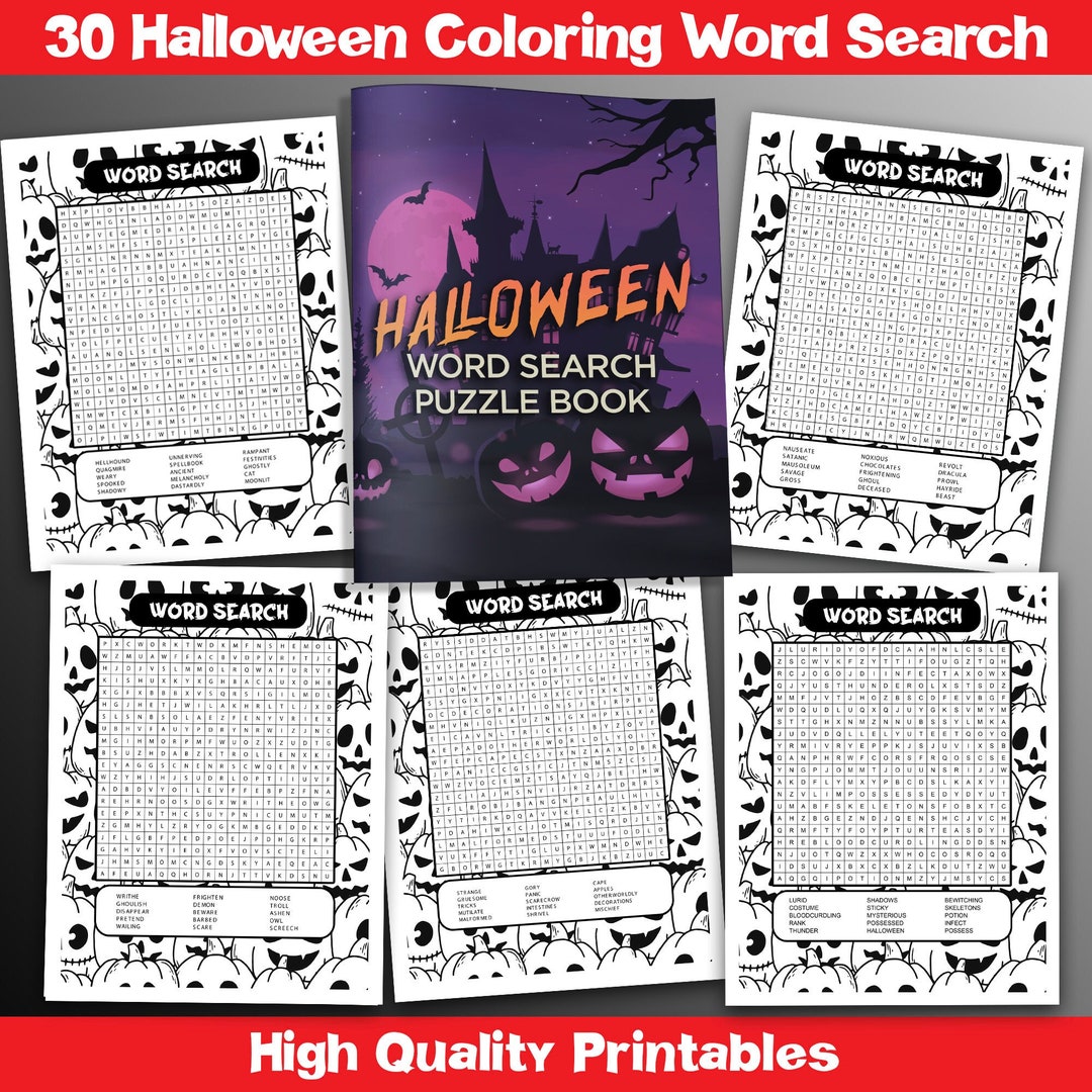 BEST VALUE Halloween Word Search Puzzle Book - Instant Download Large ...
