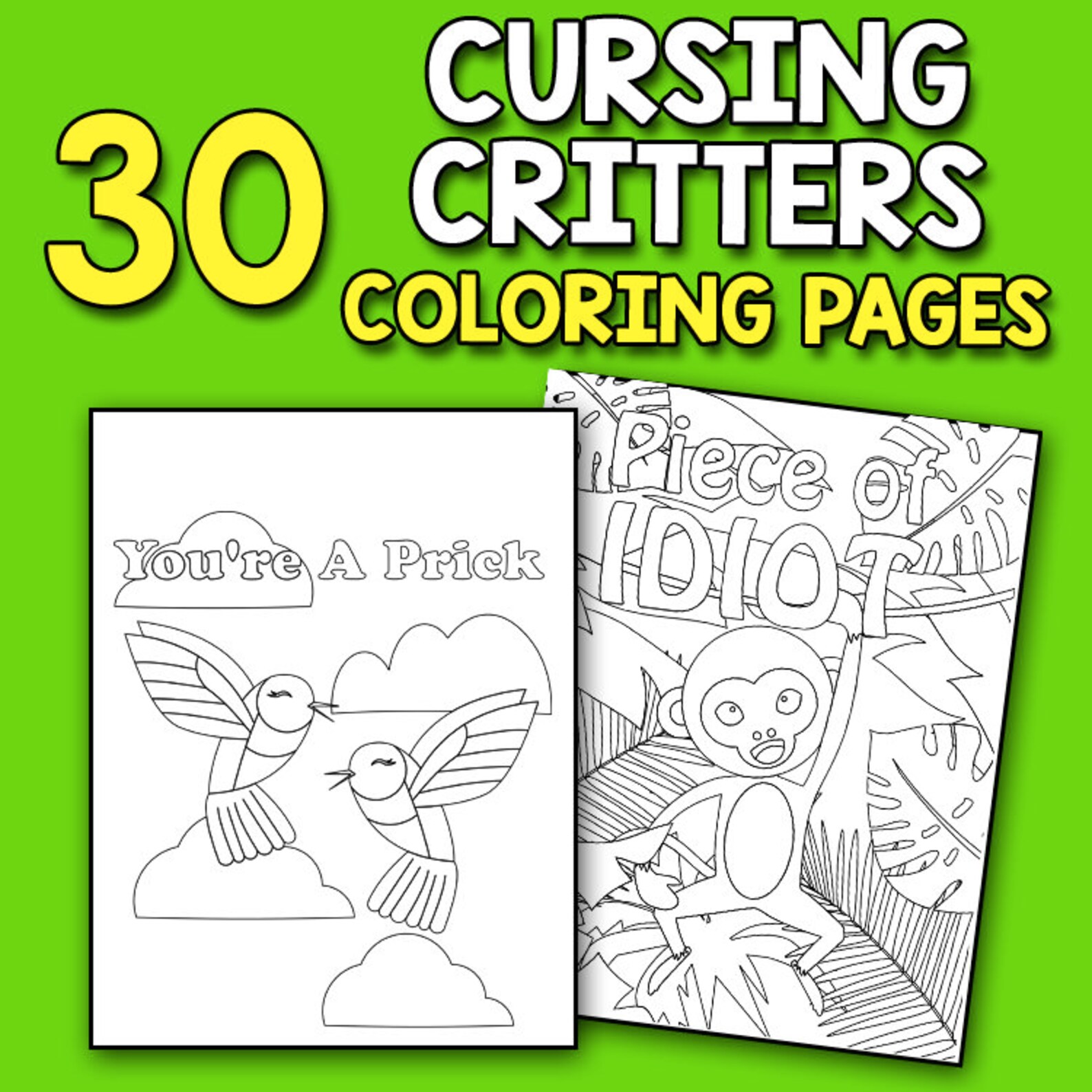 BEST VALUE 30 Cursing Critters Coloring Pages Cute Sweary Animal ...