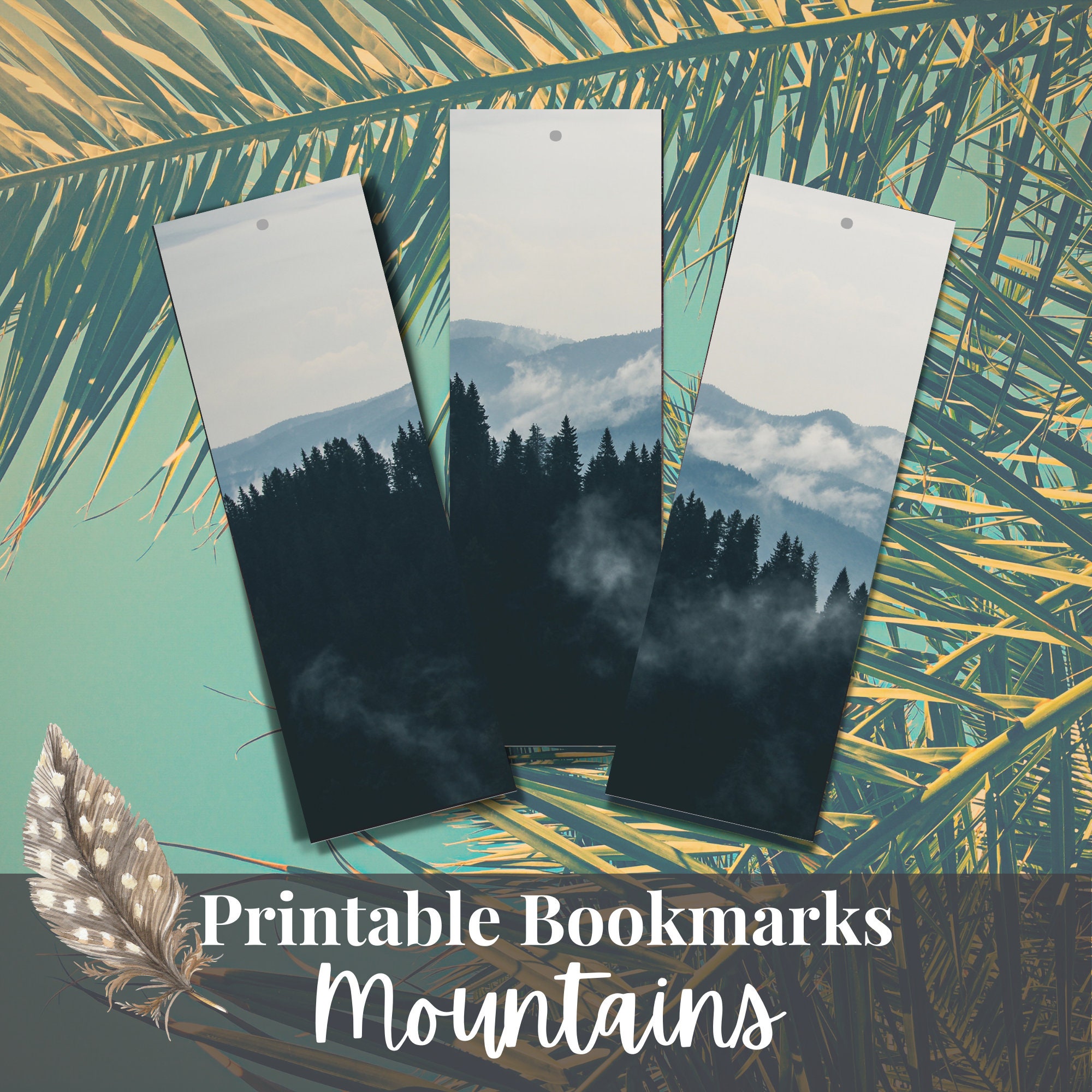 BEST VALUE Printable Bookmarks Set of 3, Mountain Bookmark Designs ...