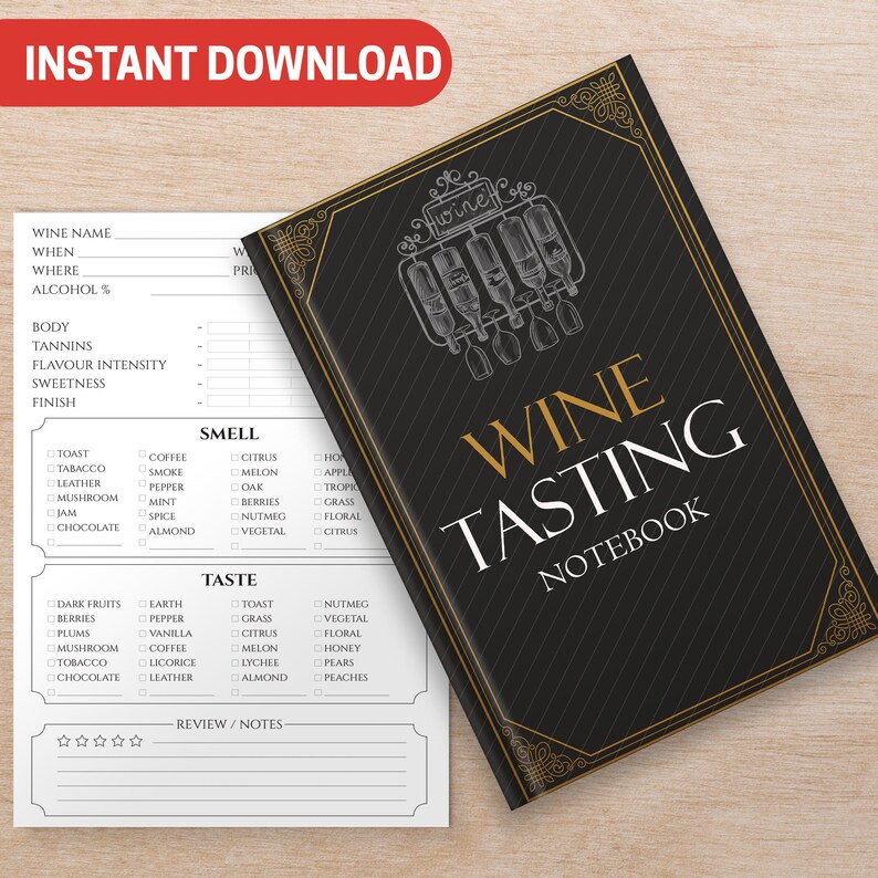 BEST VALUE! Wine Tasting Notebook - Instant Download - Wine Journal ...