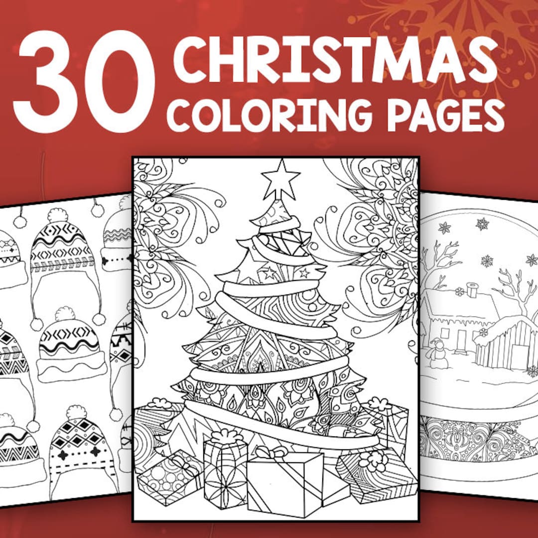 INSTANT DOWNLOAD - 30 Christmas Coloring Pages for Adults Merry and ...