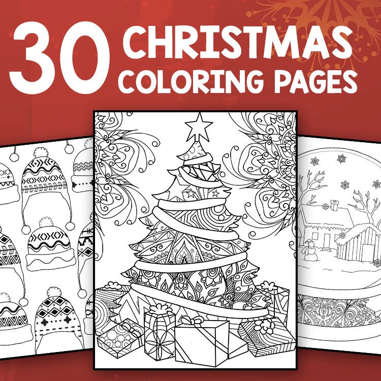 INSTANT DOWNLOAD 30 Christmas Coloring Pages for Adults Merry and ...