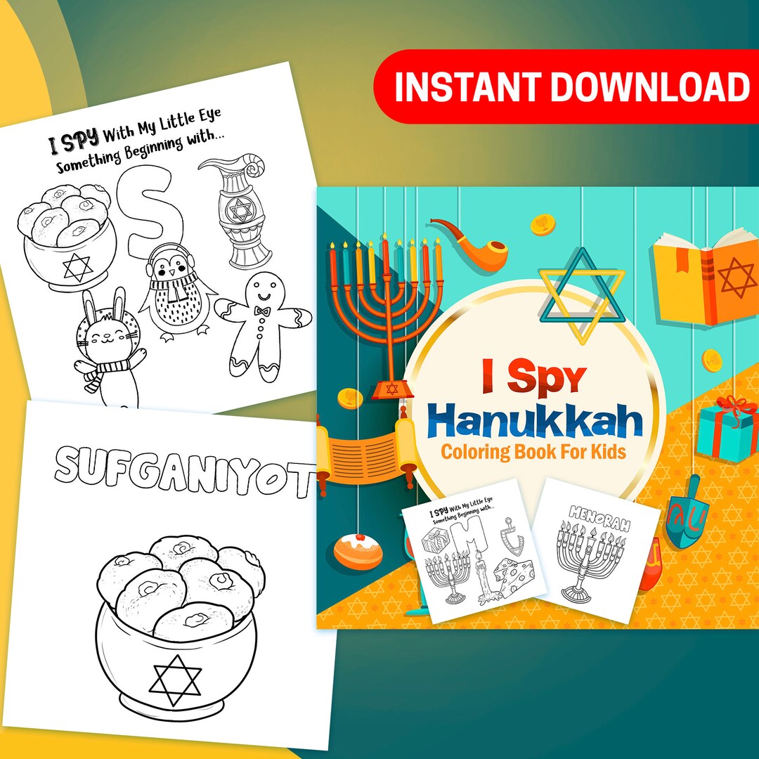 BEST VALUE 52 I Spy Hanukkah Coloring Pages - Instant Download Fun ...