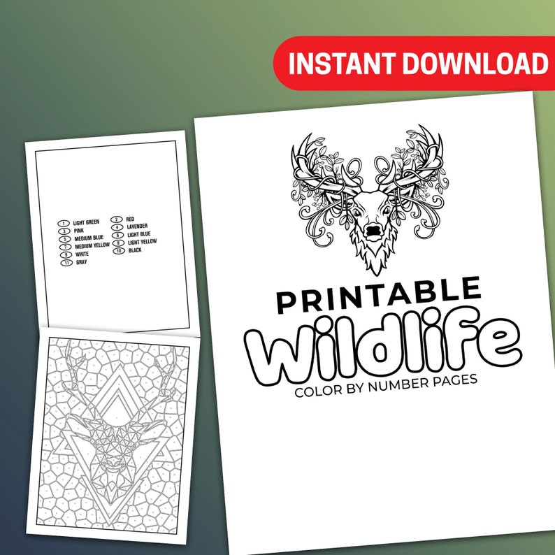 Printable Wildlife Color by Number Pages Instant Download Majestic ...