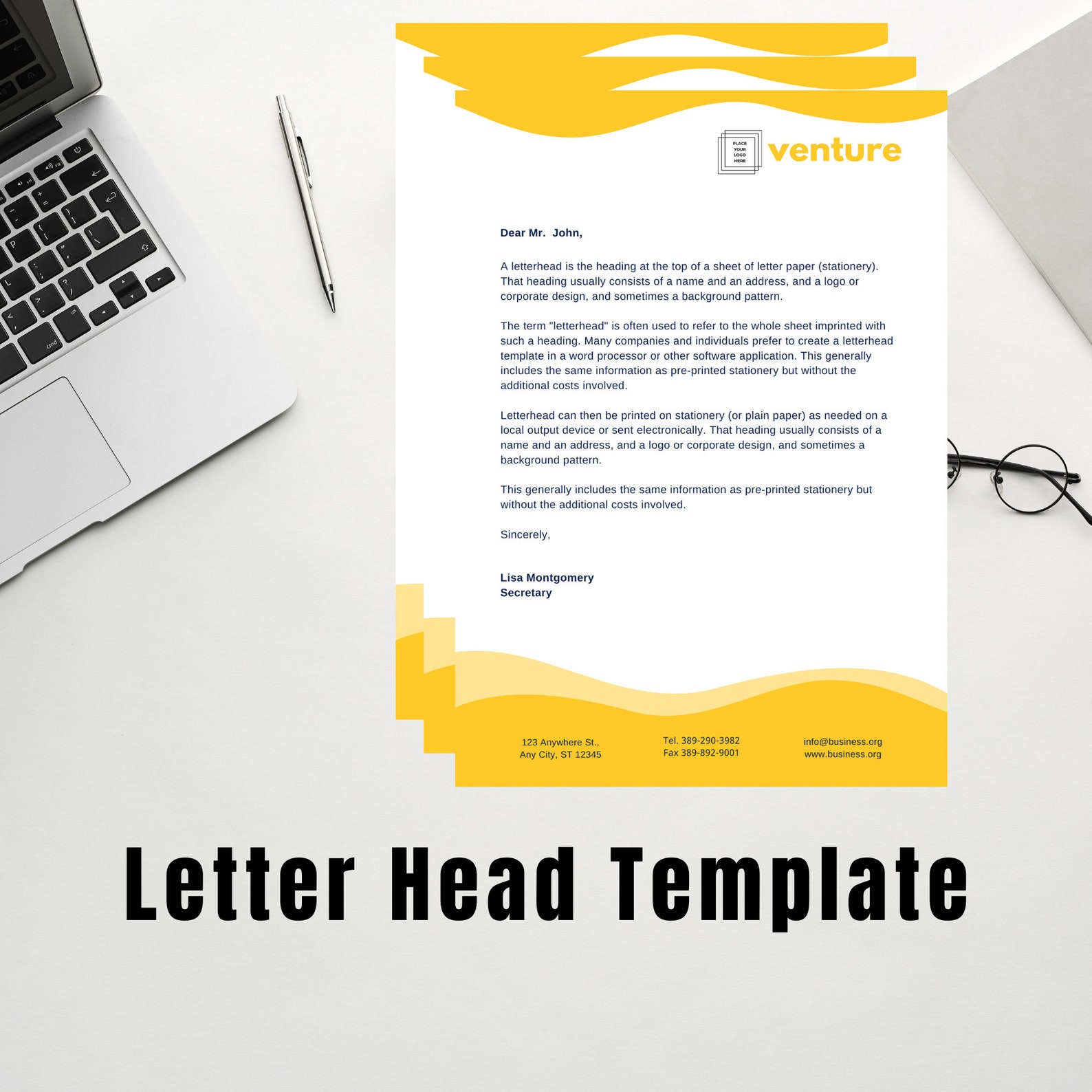 BEST VALUE Business Letterhead Template - Instant Download A4 Size ...