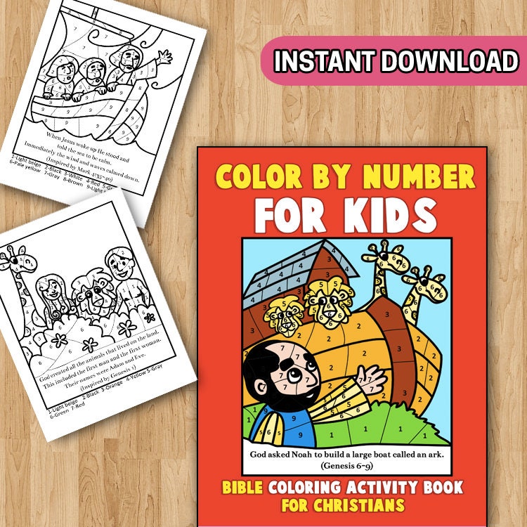 BEST VALUE Bible Color by Number Printable 25 Bible Coloring Pages for ...
