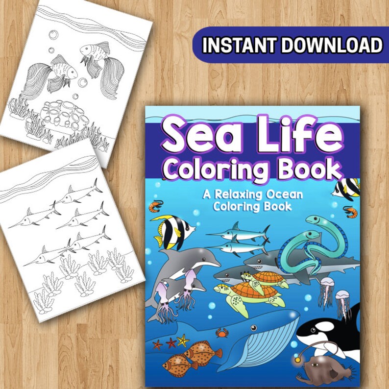 Sea Life Coloring Book: A Relaxing Ocean Coloring Book for Adults ...