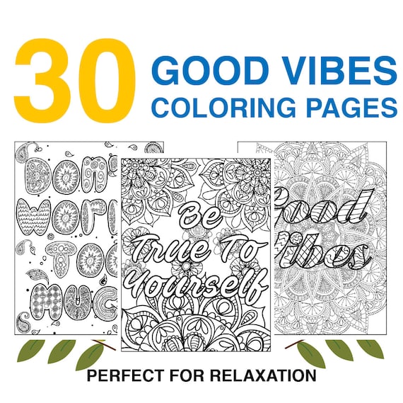 30 Good Vibes Only Coloring Pages Instant Download Coloring | Etsy