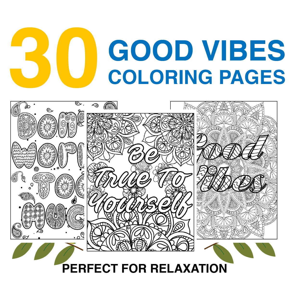 30 Good Vibes Only Coloring Pages Instant Download Coloring Book for ...