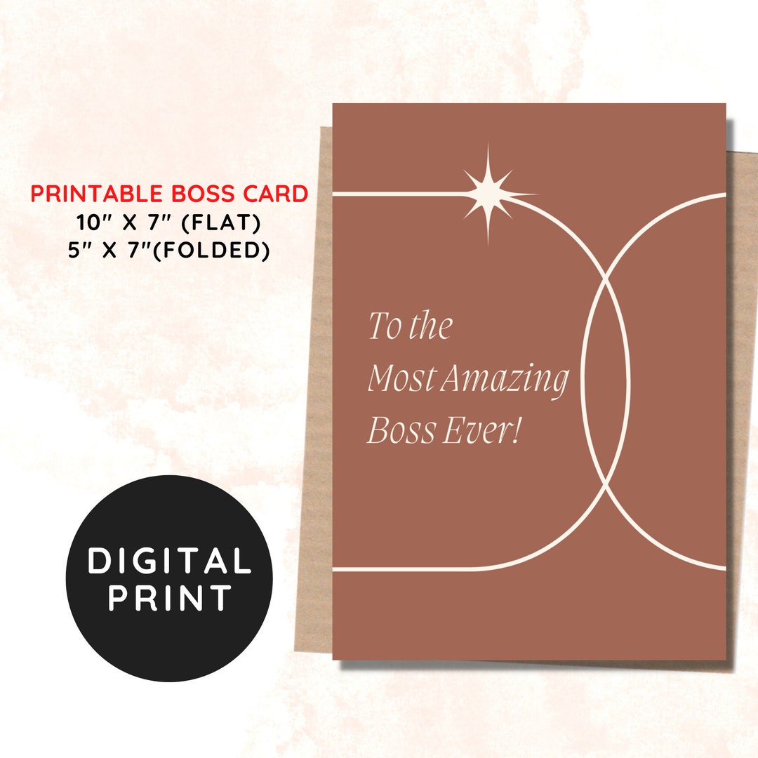 BEST VALUE Printable Boss Card - Instant Download Birthday Card, Funny ...