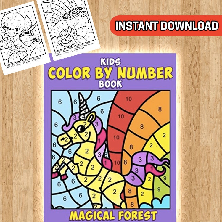 INSTANT DOWNLOAD Magical Forest Color by Number Book With 20 Printable ...