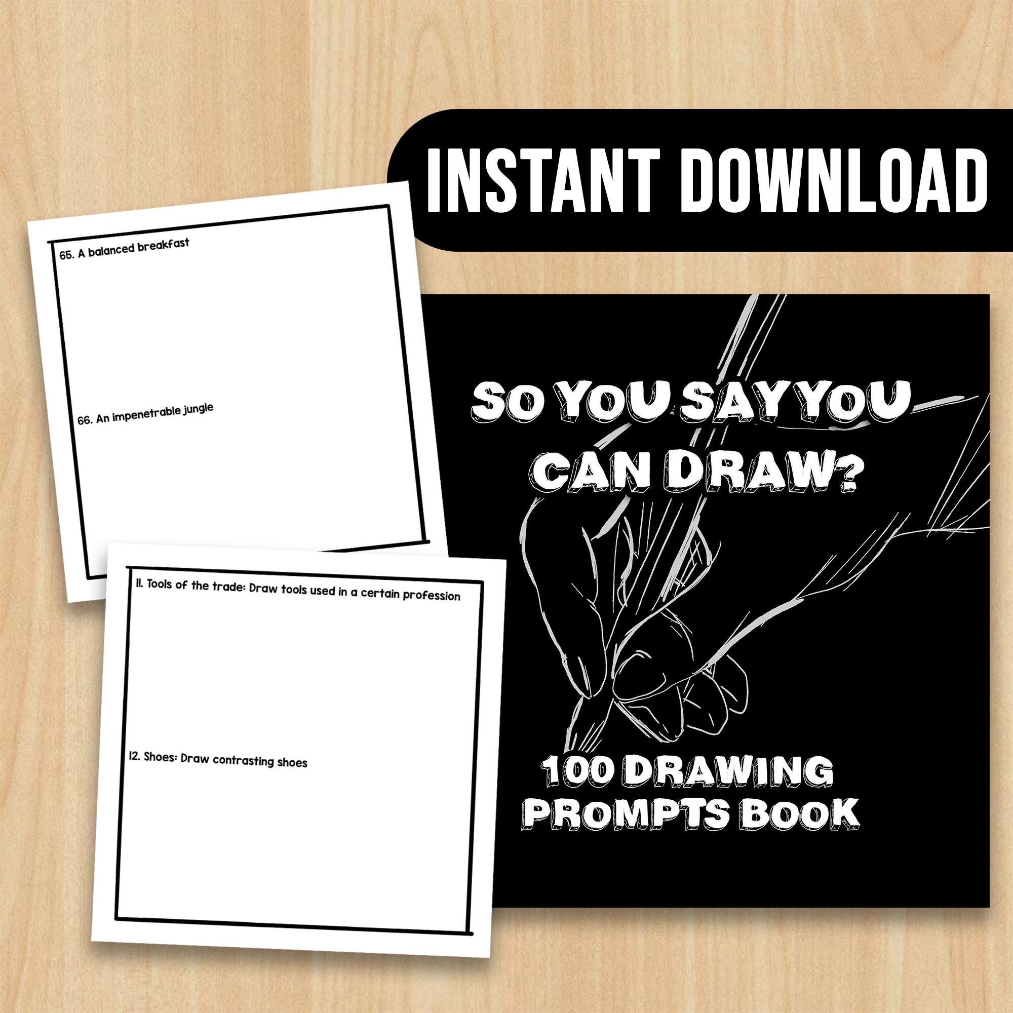 BEST VALUE Sale 100 Drawing Prompts Book for Beginner and Professional ...