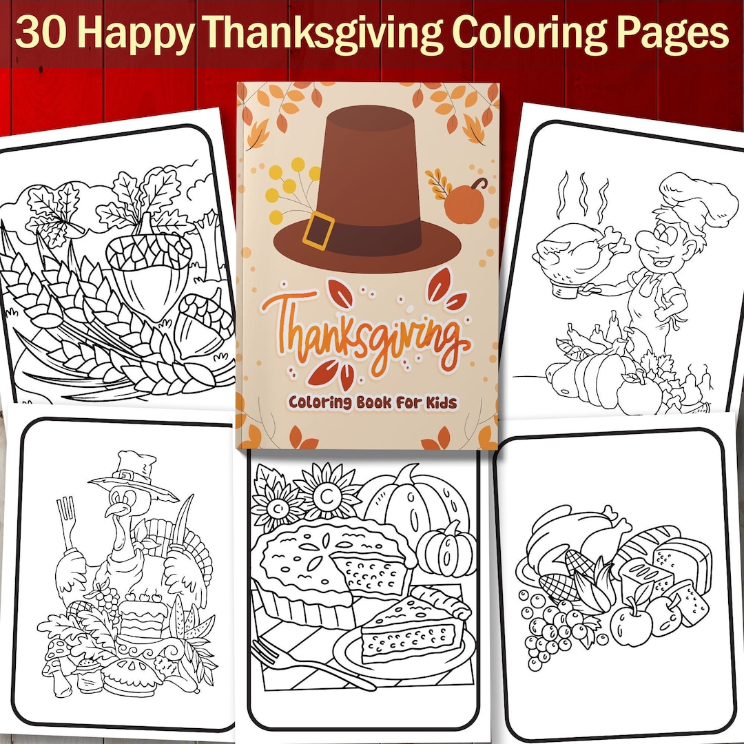 BEST VALUE Thanksgiving Coloring Book for Kids - Instant Download Fun ...