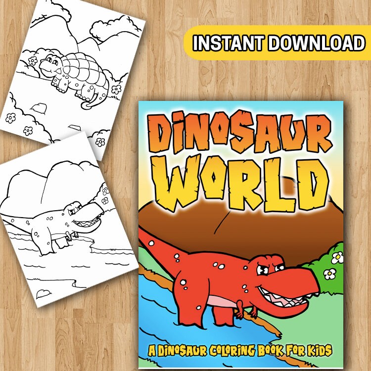Dinosaur World: A Dinosaur Coloring Book for Kids A - Etsy