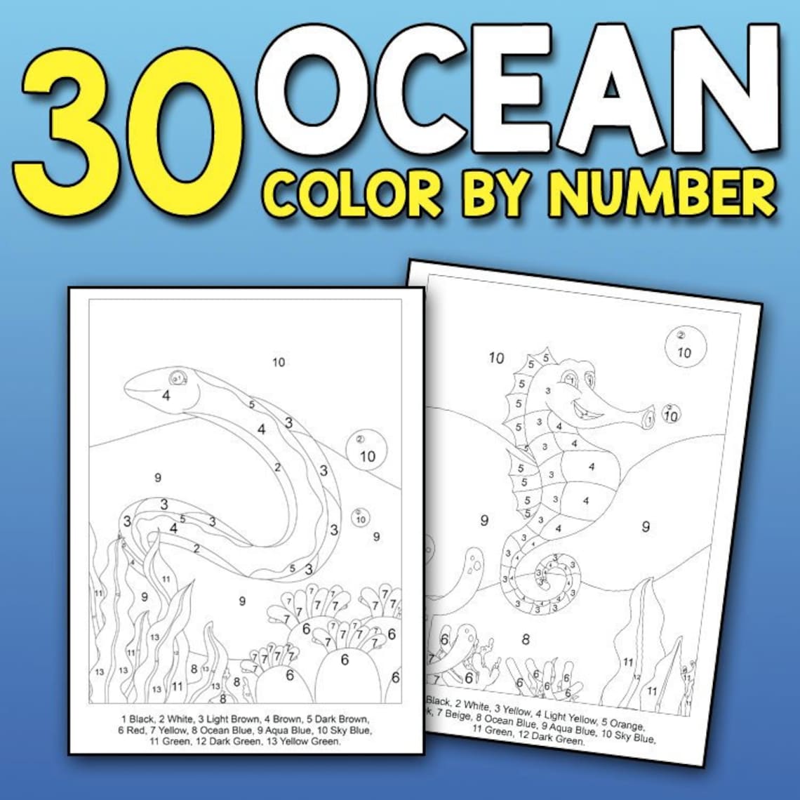 BEST VALUE 30 Ocean Color by Number Pages: A Relaxing Sea Coloring Book ...