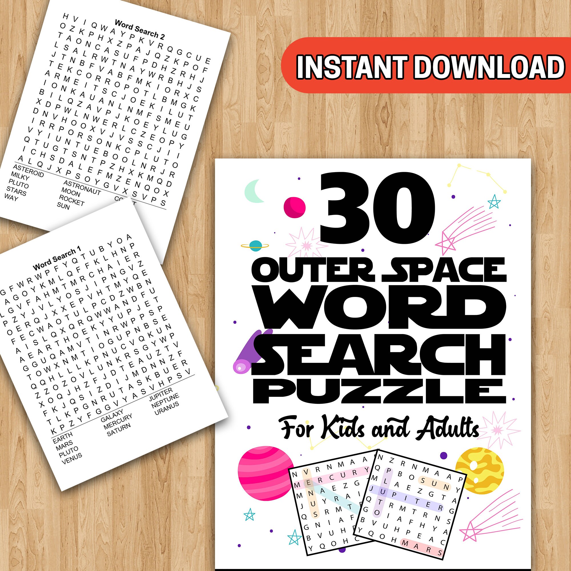 BEST VALUE 30 Outer Space Word Search Puzzles for Kids and Adults Who ...