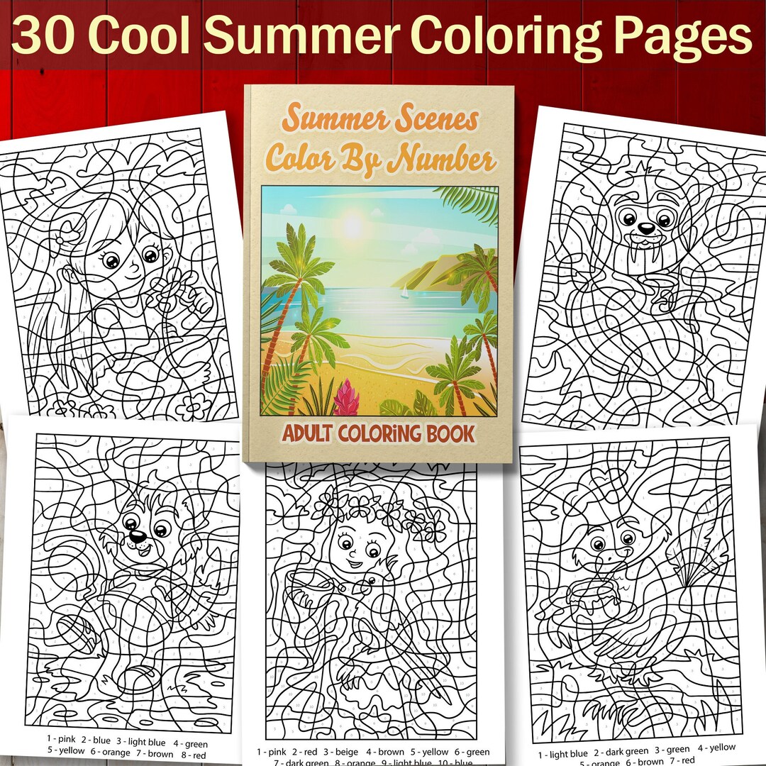 BEST VALUE Summer Scenes Color by Number Instant Download Adult ...