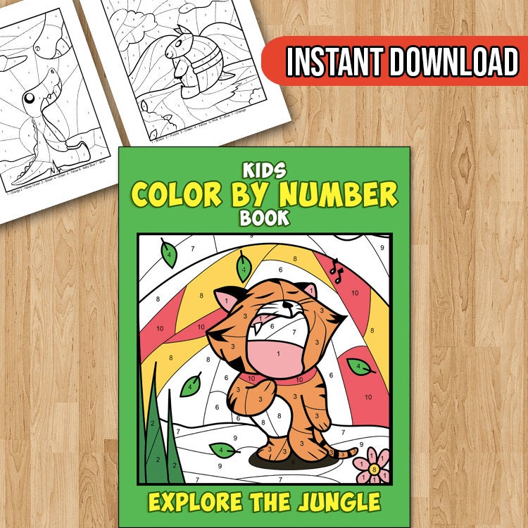 BEST VALUE 28 Jungle Color by Numbers Coloring Book Instant Download ...