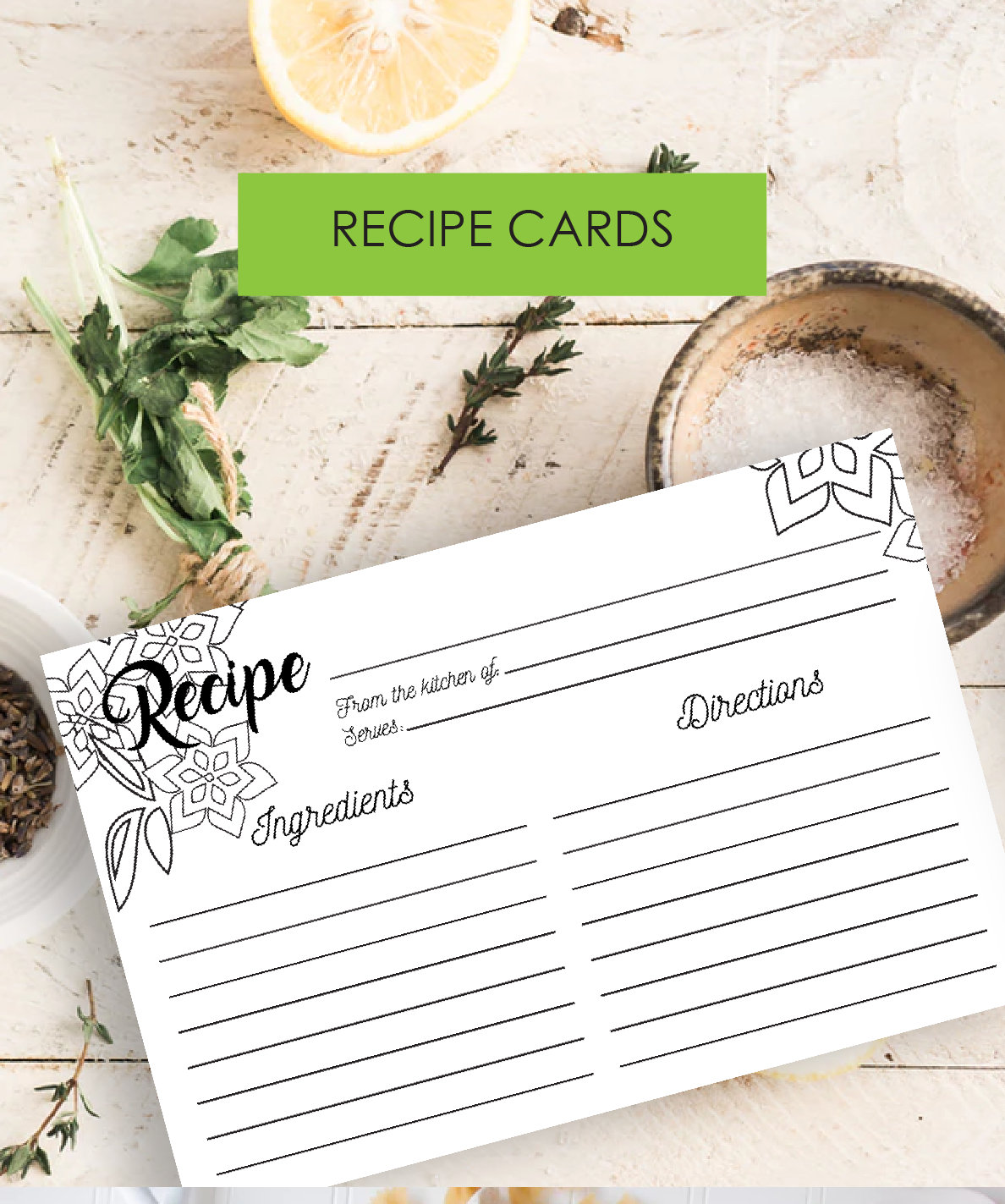 Recipe Card Printable Instant Download Rustic Recipe Card - Etsy